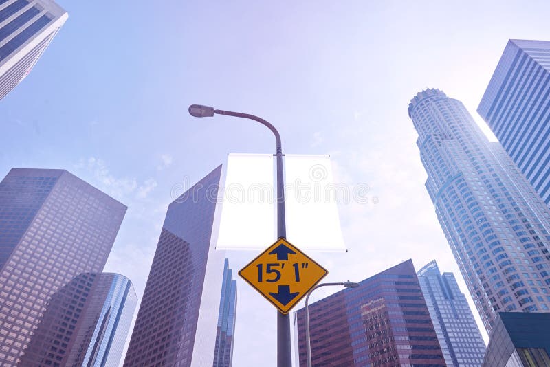 Skyscraper Buildings and Sky View and Vertical Empty Billboard ...