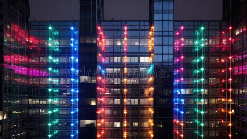 Skyscraper Christmas Lights Building Stock Illustration - Illustration ...