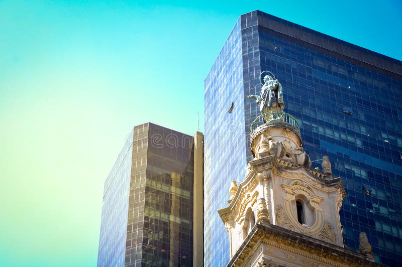 Skyscraper and Church stock image. Image of skyscraper - 86237501