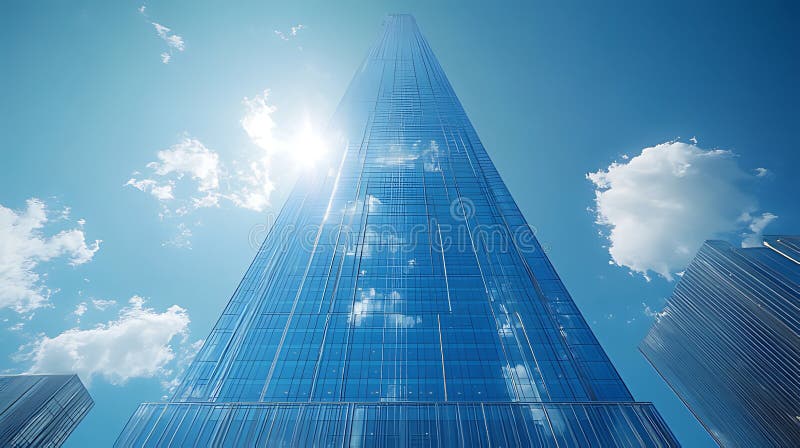 Skyscraper City Sunshine Blue Glass Architecture Stock Illustration ...