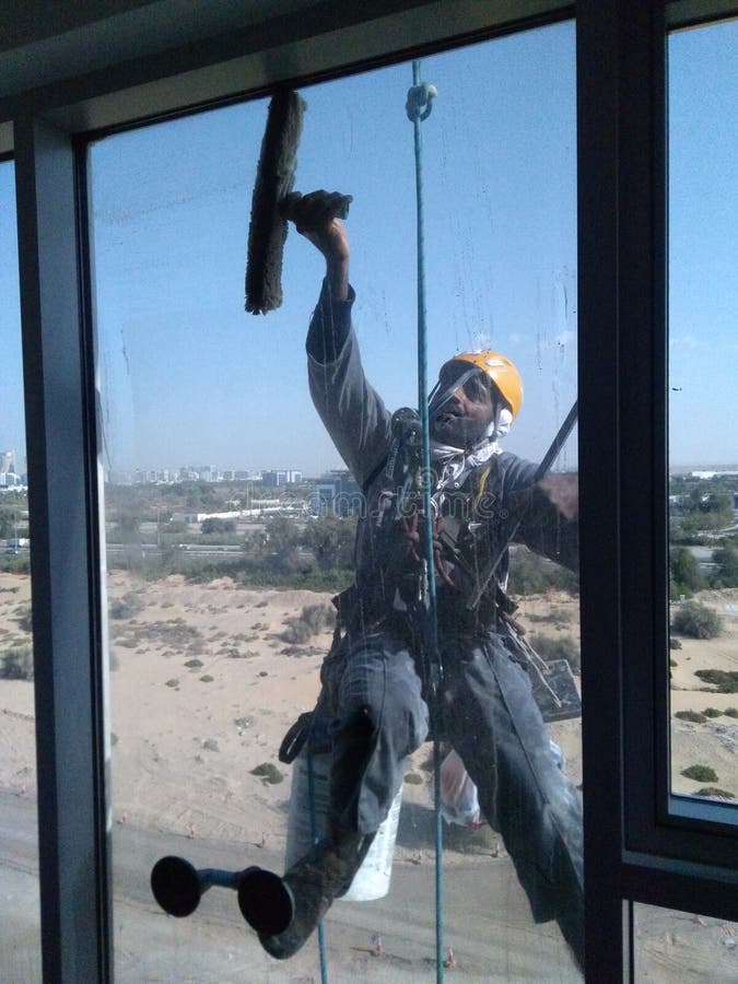 Skyscraper Cleaner of Windows Editorial Photography - Image of ...