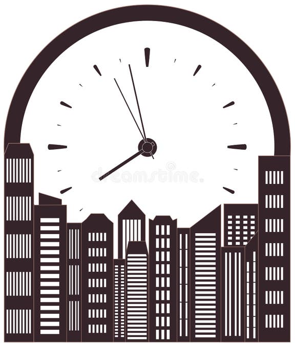 Skyscraper and Clock - Symbol Morning Work Time Stock Vector ...