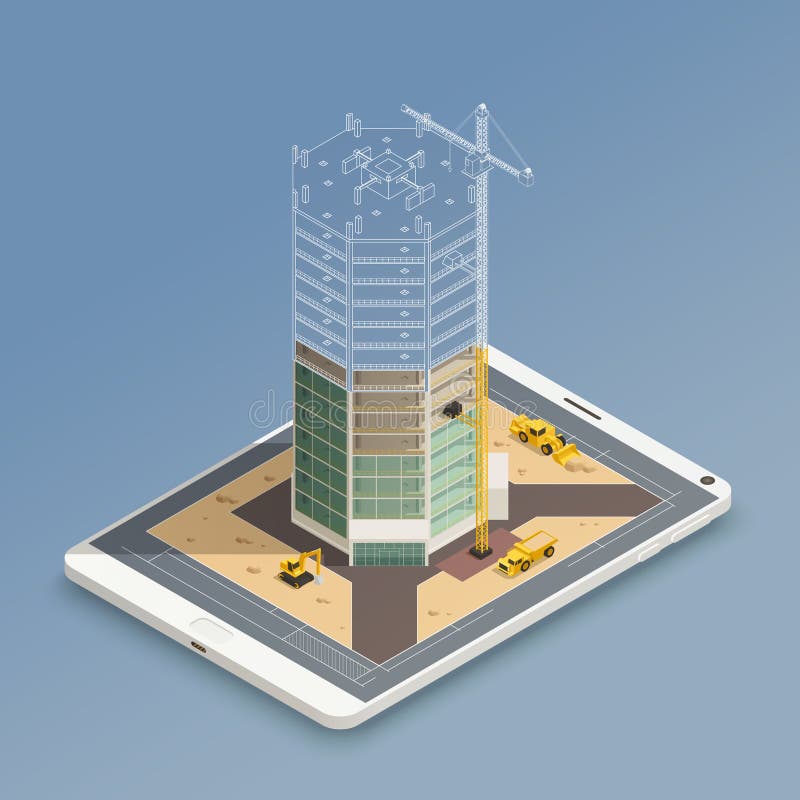 Skyscraper Construction Isometric Composition Stock Vector - Illustration of industrial ...
