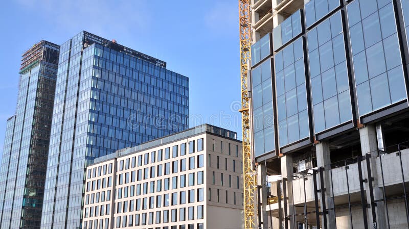 Skyscraper during Construction in Progress at Sunny Afternoon. Stock ...