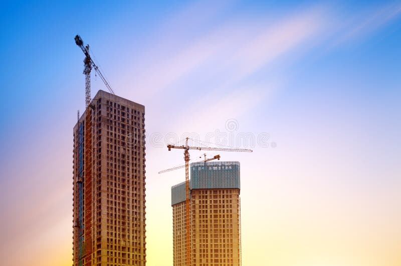 Skyscraper Construction Site Stock Image - Image of development, growth ...
