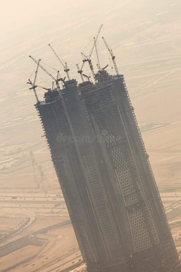Skyscraper Construction Site with Cranes on Top of Buildings. Stock ...
