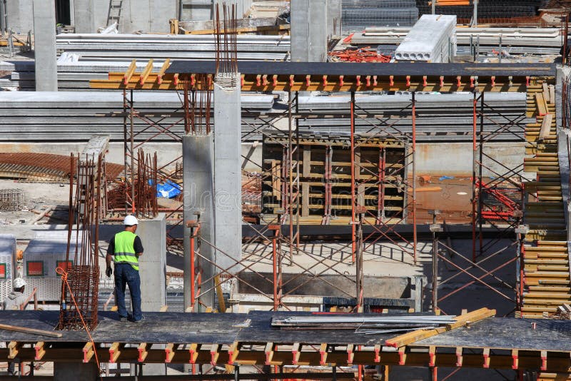 Skyscraper Construction Site Stock Image - Image of work, construction ...