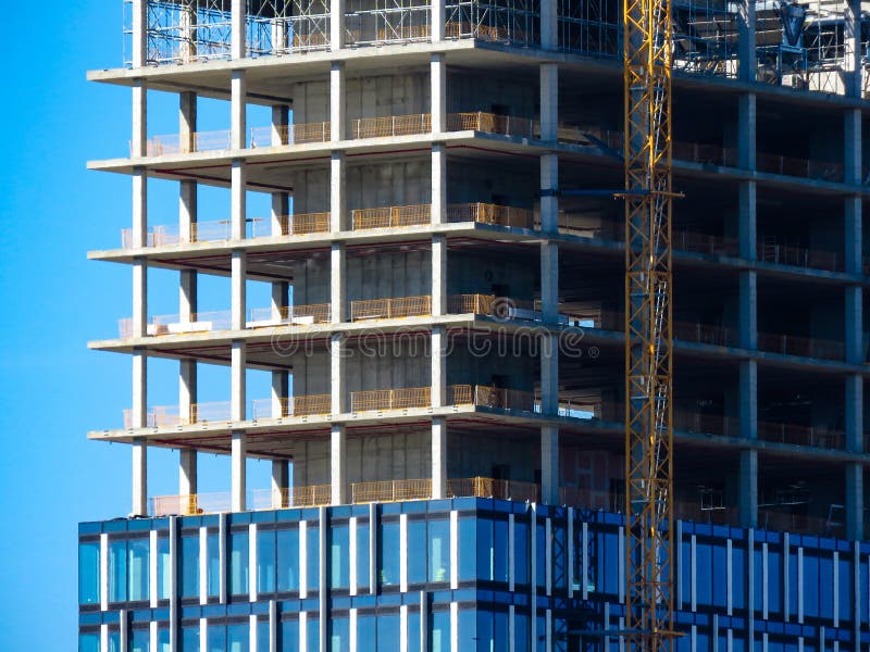 Skyscraper Construction Site Stock Image - Image of crane, tool: 159772167