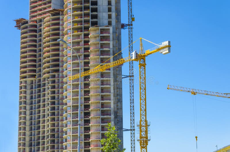 Skyscraper Construction Site Stock Image - Image of high, technology ...