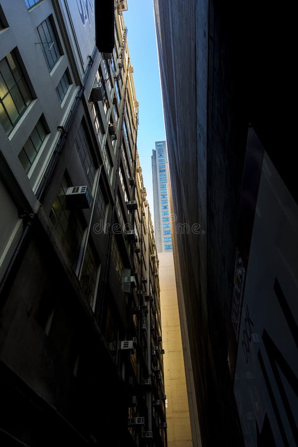 Skyscraper down the alley stock image. Image of abstract - 26942115