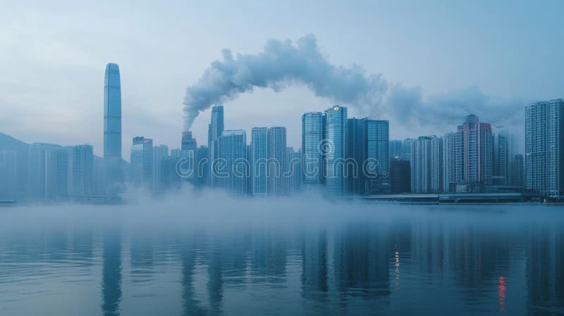 Skyscraper Emitting Smoke Highlighting Urban Pollution Concerns Stock ...