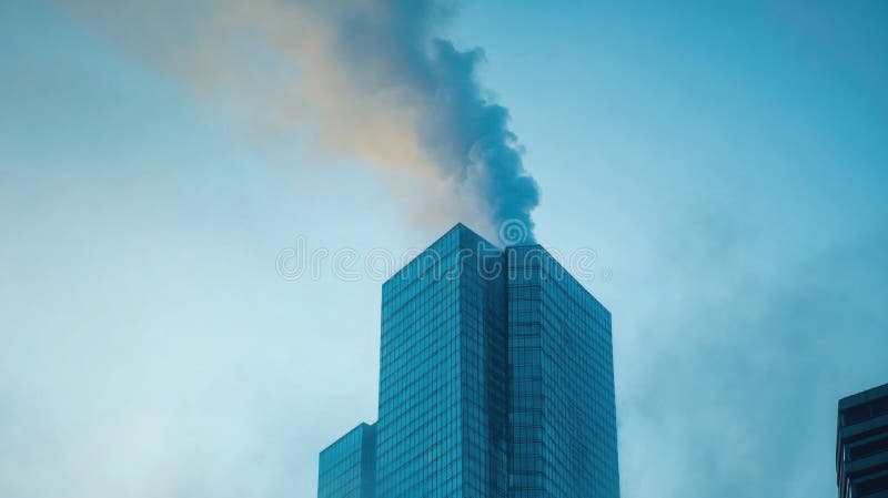 Skyscraper Emitting Smoke Highlighting Urban Pollution Concerns Stock ...