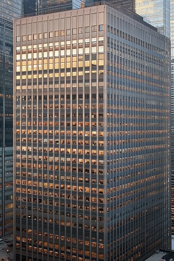 A Skyscraper Filled with Offices of Multinational Corporations. Stock ...