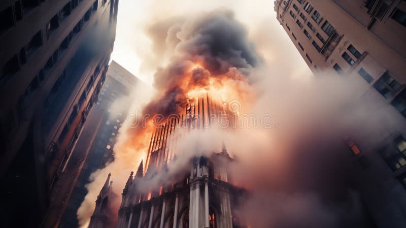 Skyscraper on fire stock illustration. Illustration of services - 286889797