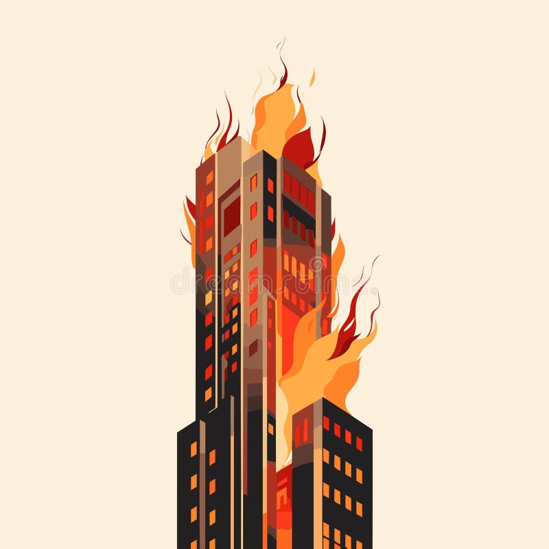 Skyscraper on Fire Vector Flat Minimalistic Isolated Illustration Stock ...