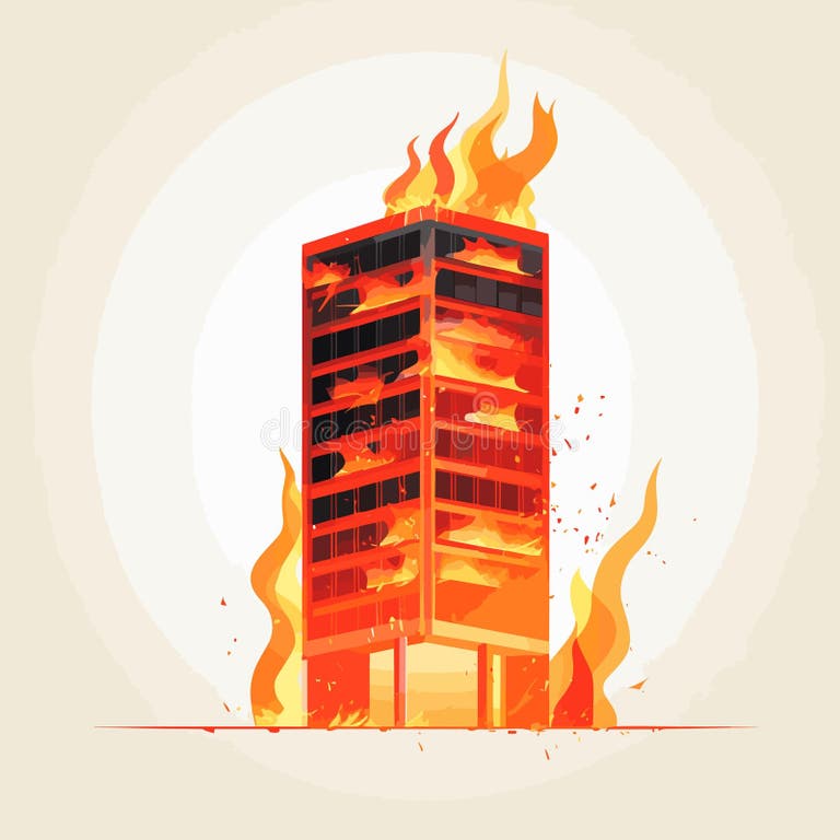Skyscraper on Fire Vector Flat Minimalistic Isolated Illustration Stock ...