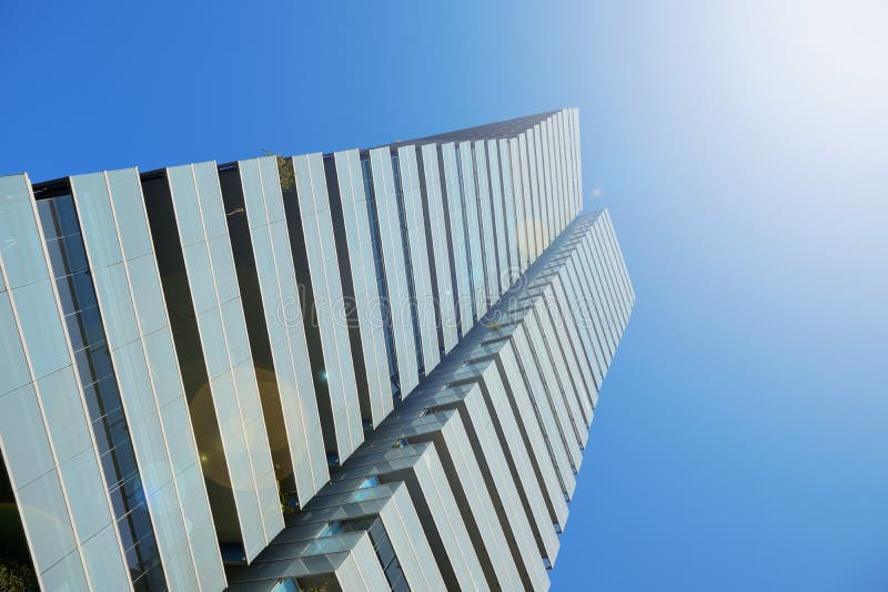 Skyscraper Form Below. Blue Sky, Sun Flare and Empty Copy Space Stock ...