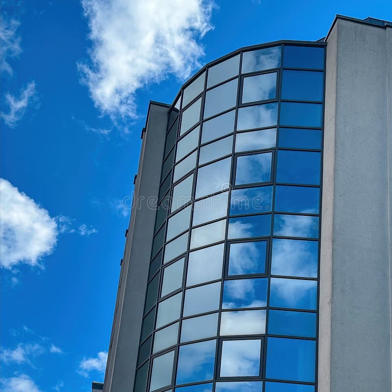 Skyscraper with Glass Facade. New Office of Nuremberg in Germany ...