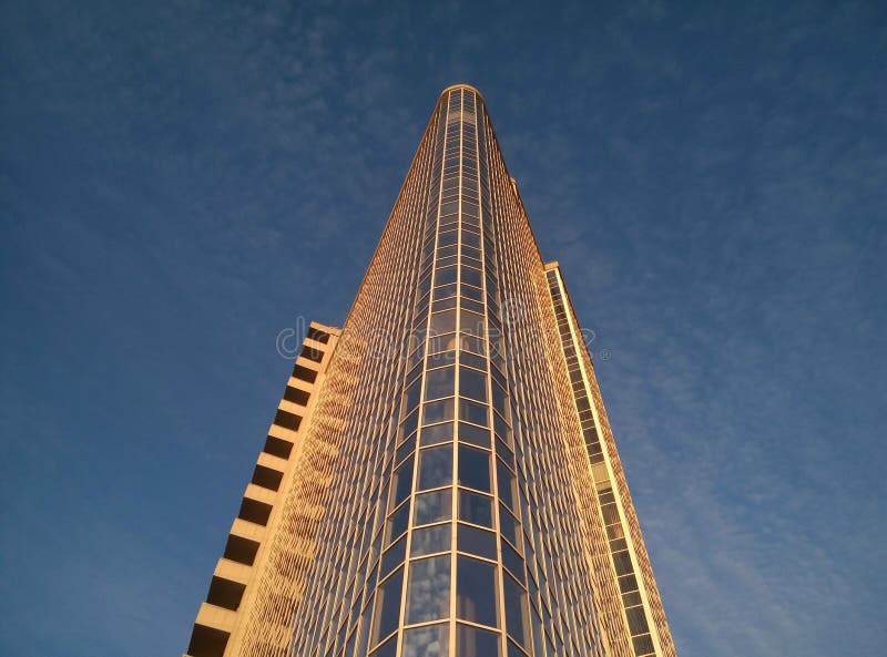 Skyscraper Glass Wall Sharp Corner Angle Rounded Blue Sky Sunny Day ...