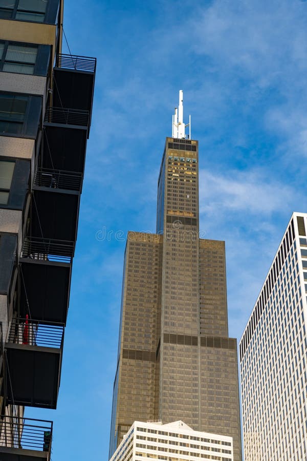 Skyscraper with Glassy Facade. Modern City Perspective. Skyscraper in ...
