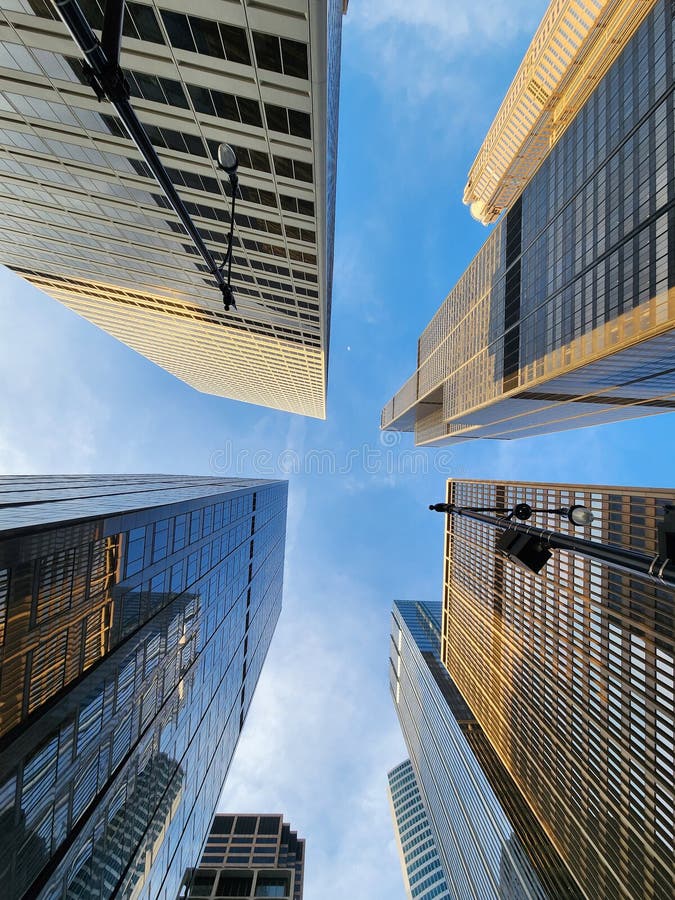 Skyscraper with Glassy Facade. Modern City Perspective. Skyscraper in ...