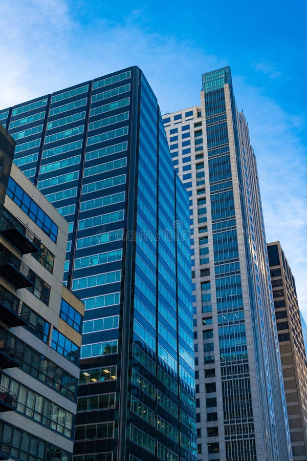 Skyscraper Perspective View. New York Downtown Architecture ...