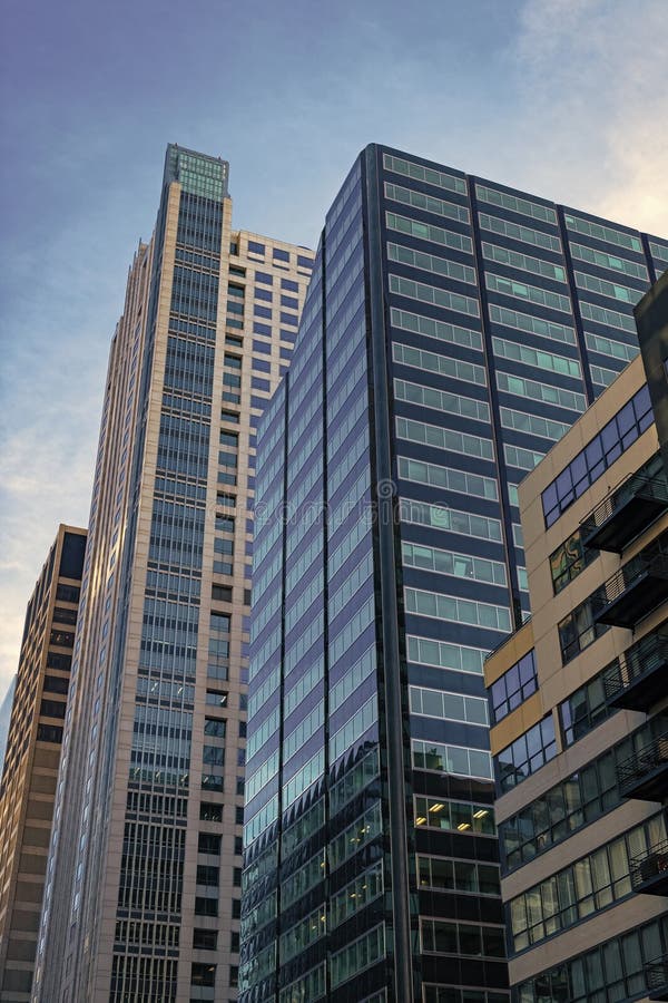 Skyscraper with Glassy Facade. Modern City Perspective. Skyscraper in ...