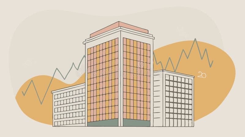 Modern Office Building Growth Chart Minimalist Design Illustration City ...