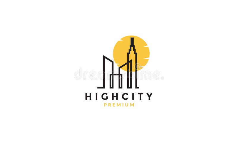 Skyscraper, High-riser Vector Gradient Line Icon, Illustration on a Dark Blue Background ...