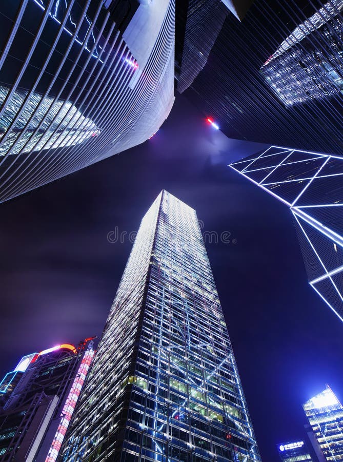 Skyscraper in Hong Kong from Low Angle Stock Photo - Image of property ...