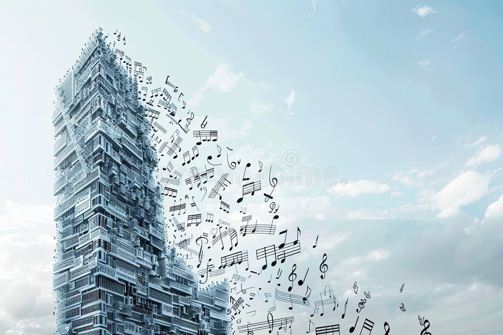 A Skyscraper Made Out of Musical Notes Generative AI Stock Illustration ...