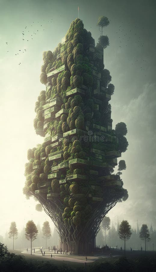 Skyscraper Made of Trees. Generative AI Stock Illustration ...
