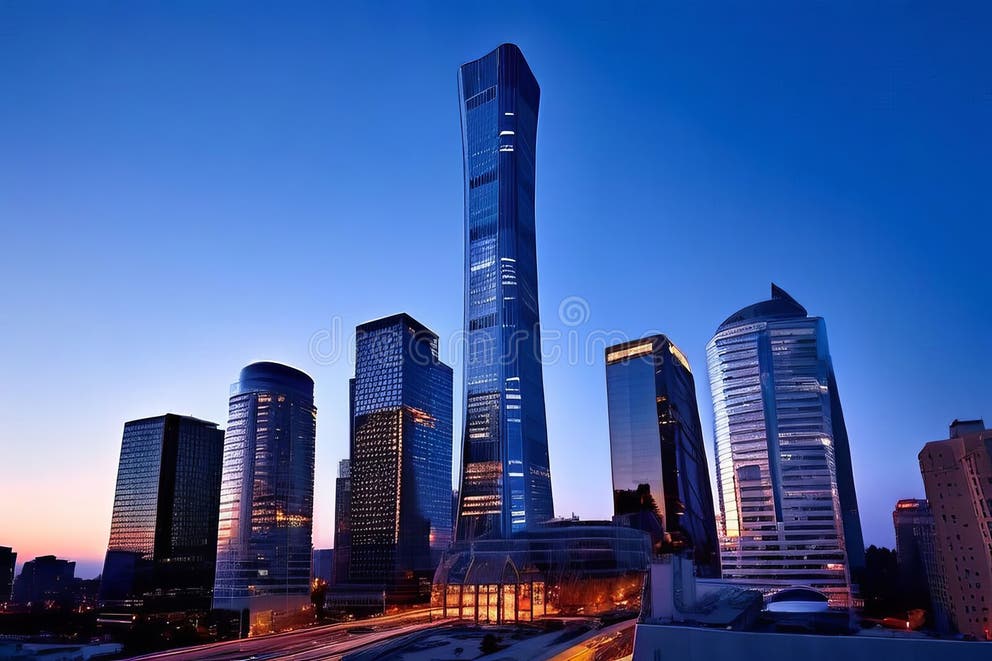 Skyscraper Modern Architecture and Towering Height Stock Illustration ...