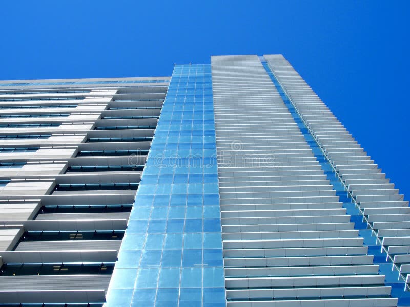 Side of Office Building Looking Up into a Blue Sky Stock Image - Image ...