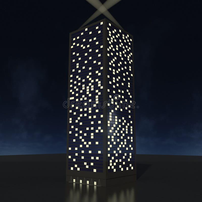 Skyscraper in night stock image. Image of high, building - 47682051