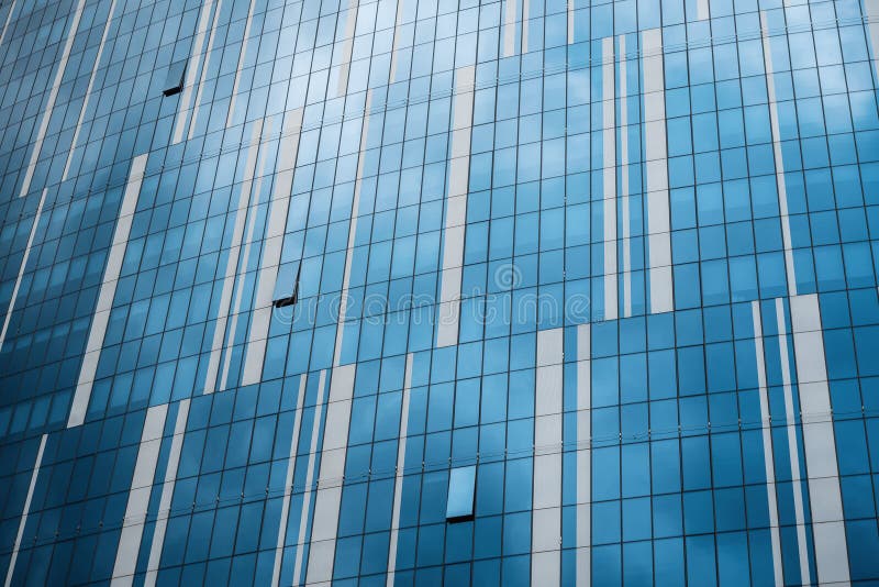 Blue Glass Facade of Modern Office Building. Stock Image - Image of ...