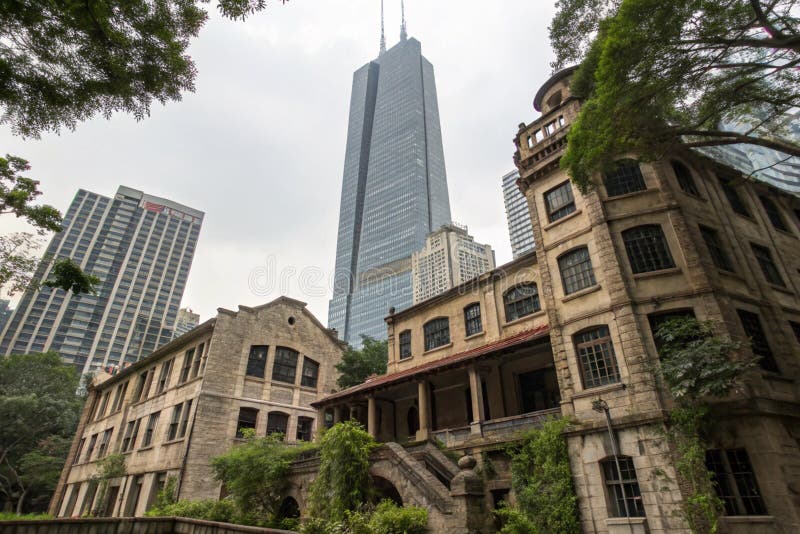 Skyscraper and Old Building in Front Stock Illustration - Illustration ...