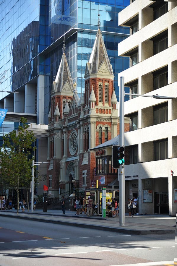 Skyscraper and Old House in City Setting with Traffic in Perth ...