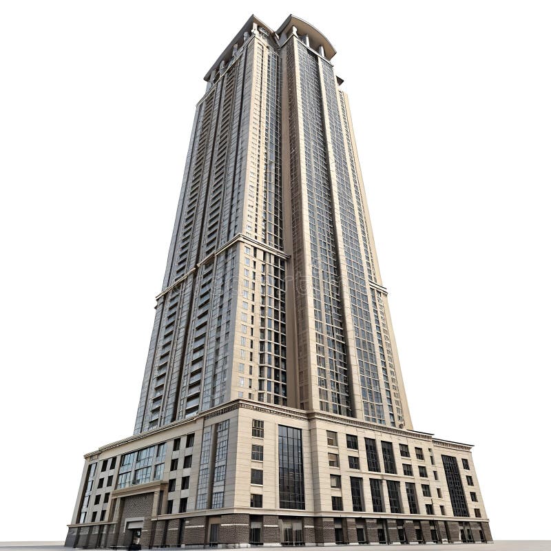 Skyscraper Residential Front View Full Length Stock Illustration ...