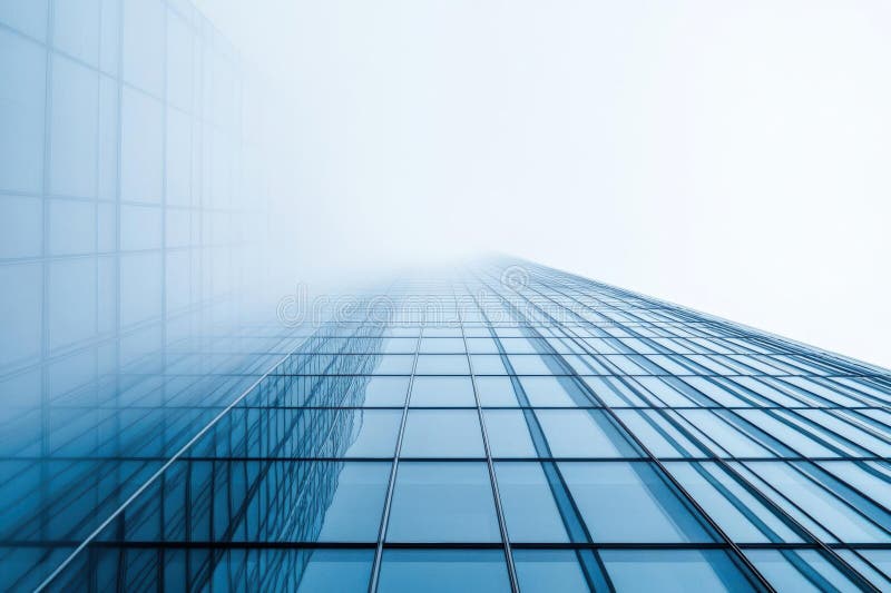 Skyscraper Rises into Misty Sky with Modern Architecture and Urban ...