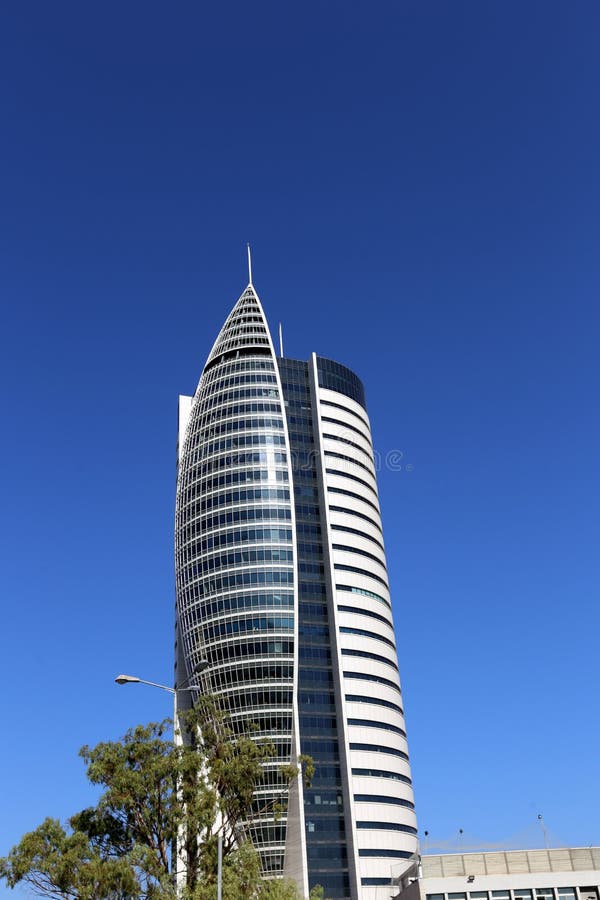 Skyscraper Sail in Haifa stock photo. Image of house - 102257988