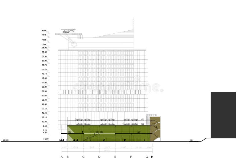 Skyscraper section stock vector. Illustration of draft - 13450931