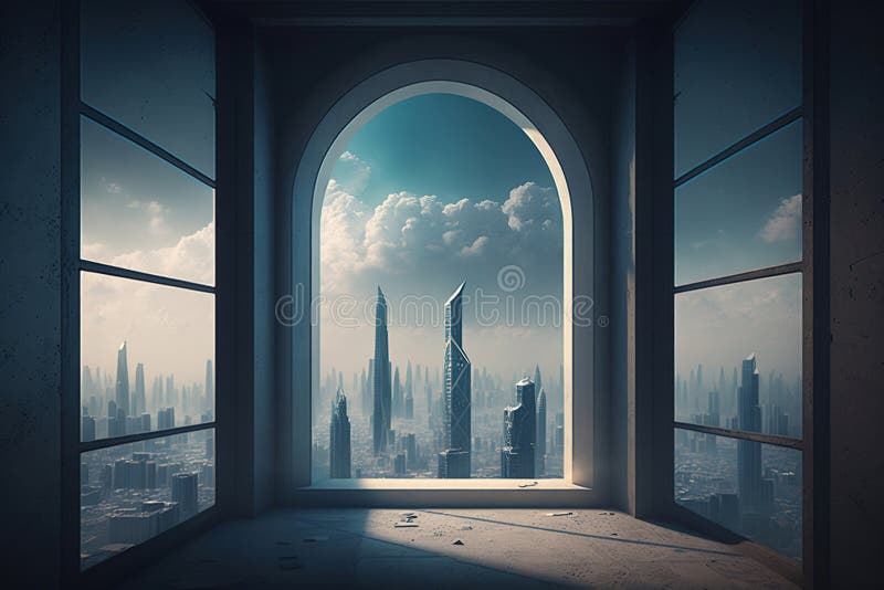 Skyscraper See from Inside. Windows Construction Stock Illustration ...