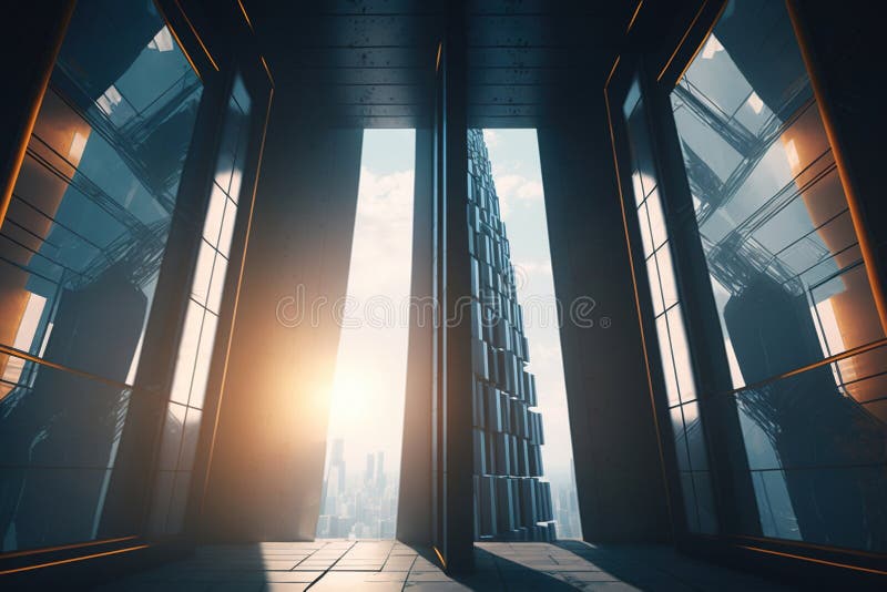 Skyscraper See from Inside. Windows Construction Stock Illustration ...