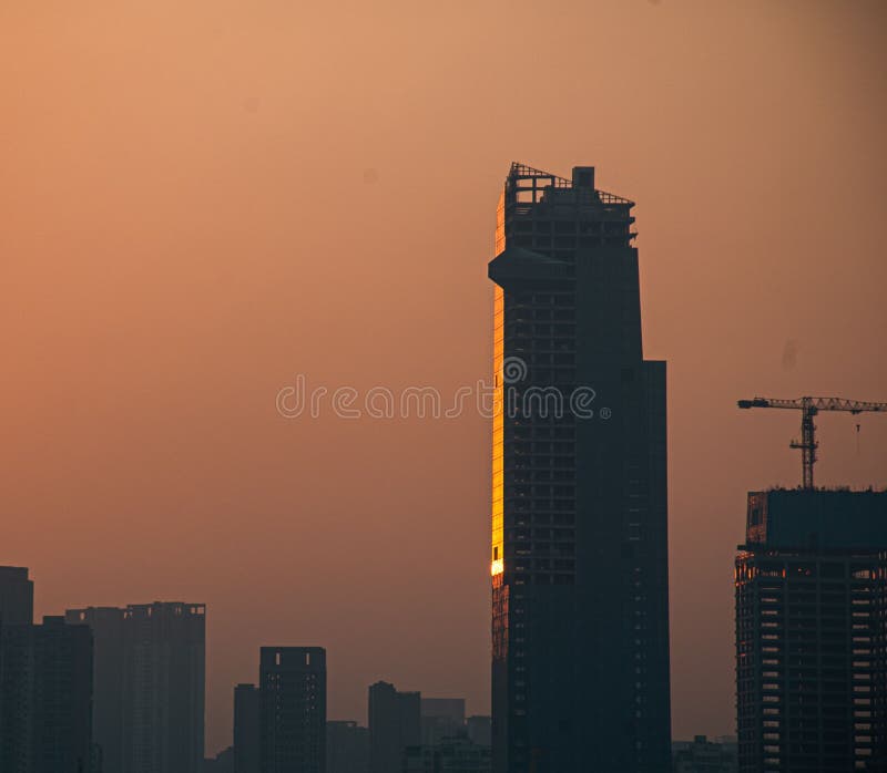 Skyscraper Silhouette during Sunset Stock Image - Image of skyline ...