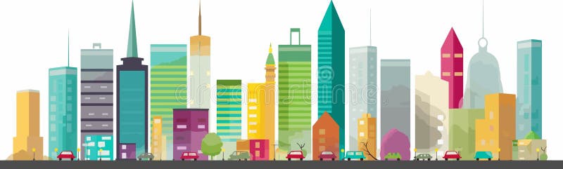 Skyscraper Street Vector Simple Illustration Stock Vector ...