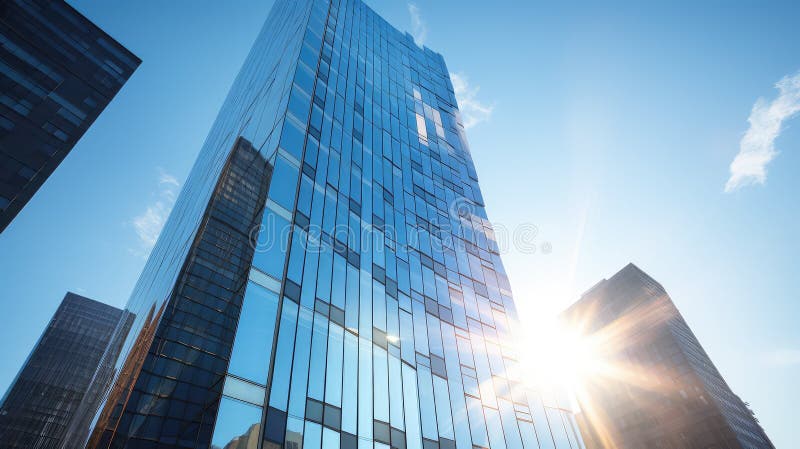 Skyscraper sun mirror stock illustration. Illustration of panels ...