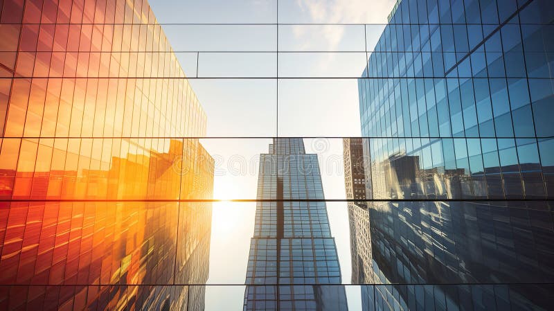 Skyscraper sun reflection stock illustration. Illustration of glass ...