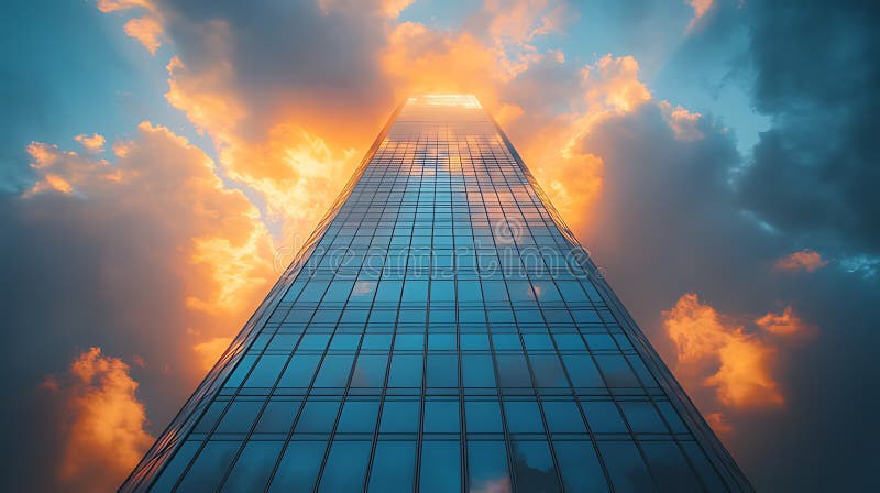 Skyscraper Sunset Cityscape Dramatic Architecture Stock Illustration ...