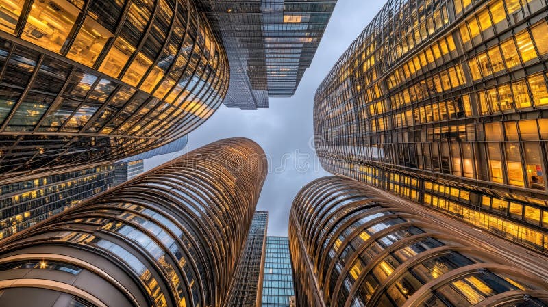 Skyscraper Symphony: a Worm S-Eye View of Towering Architecture Against ...